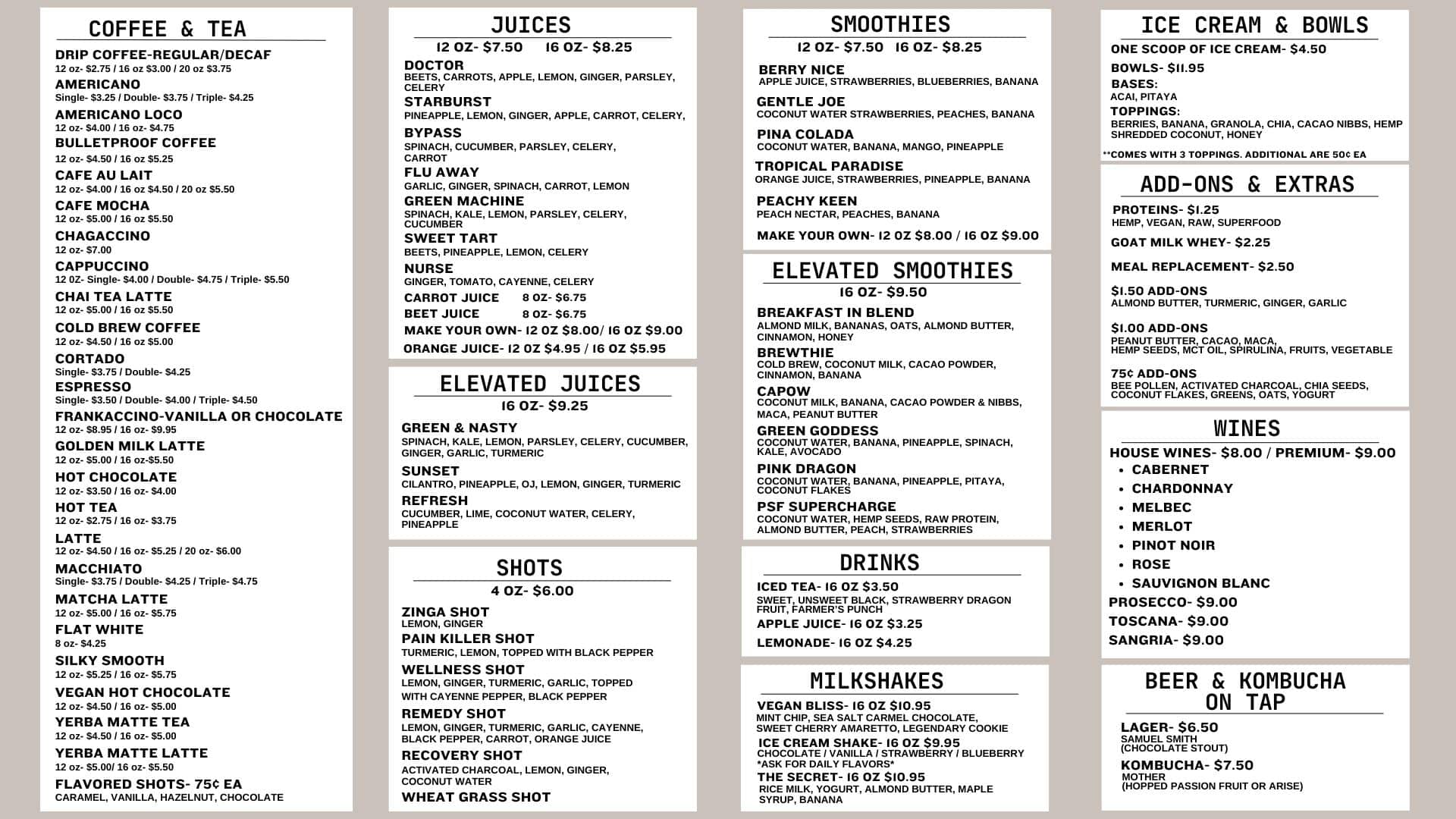 Menus - Food & Thought